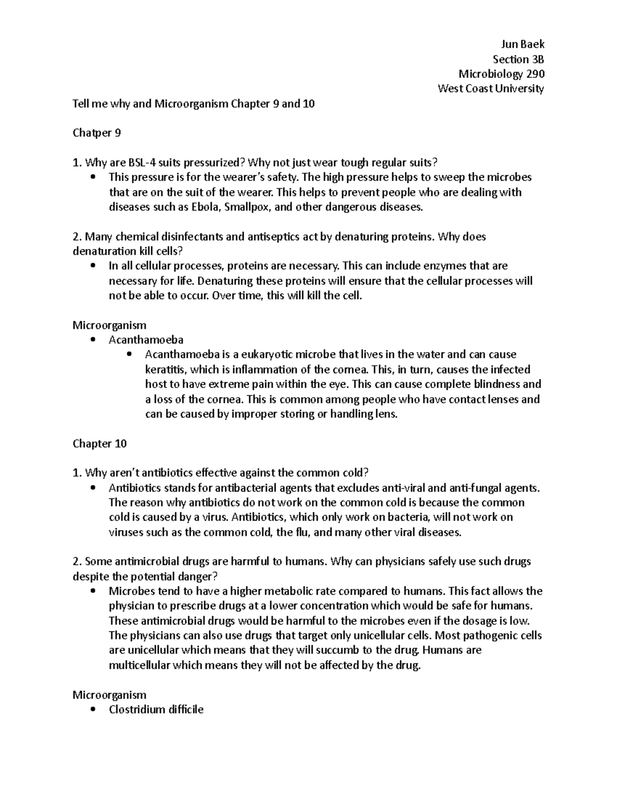 Tell me why Chapter 9 and 10 - Jun Baek Section 3B Microbiology 290 ...