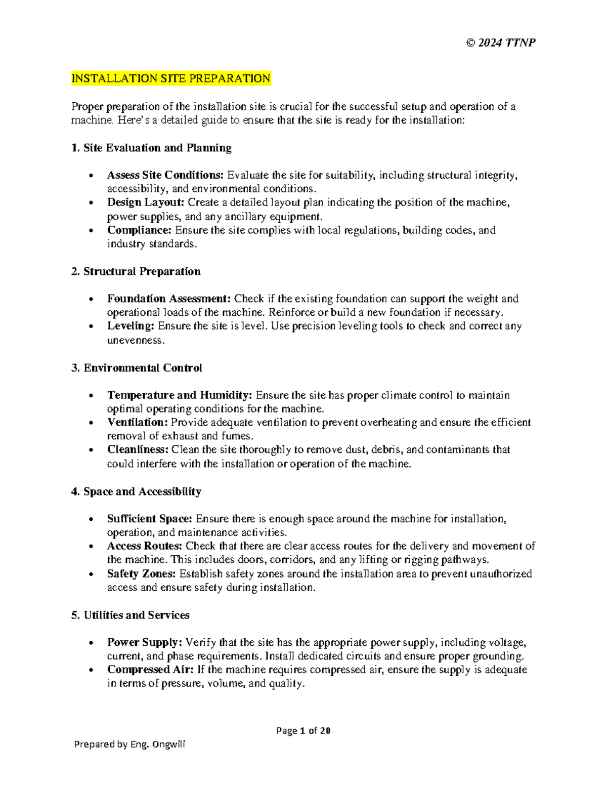 Install Hydraulic AND Pneumatic Systems - Page 1 of 20 INSTALLATION ...