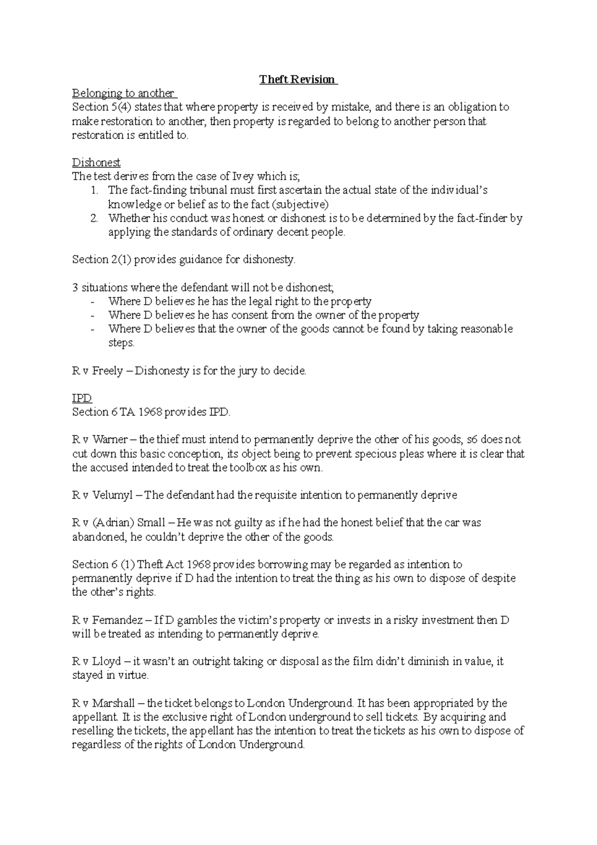 Law 02 criminal Revision - Theft Revision Belonging to another Section ...
