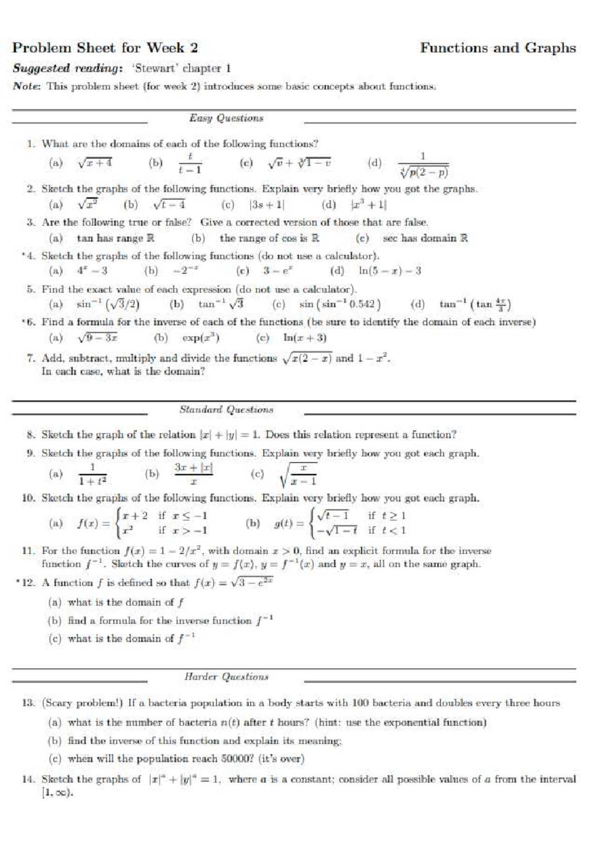Calculus and Vectors functions - MATH10131 - Studocu