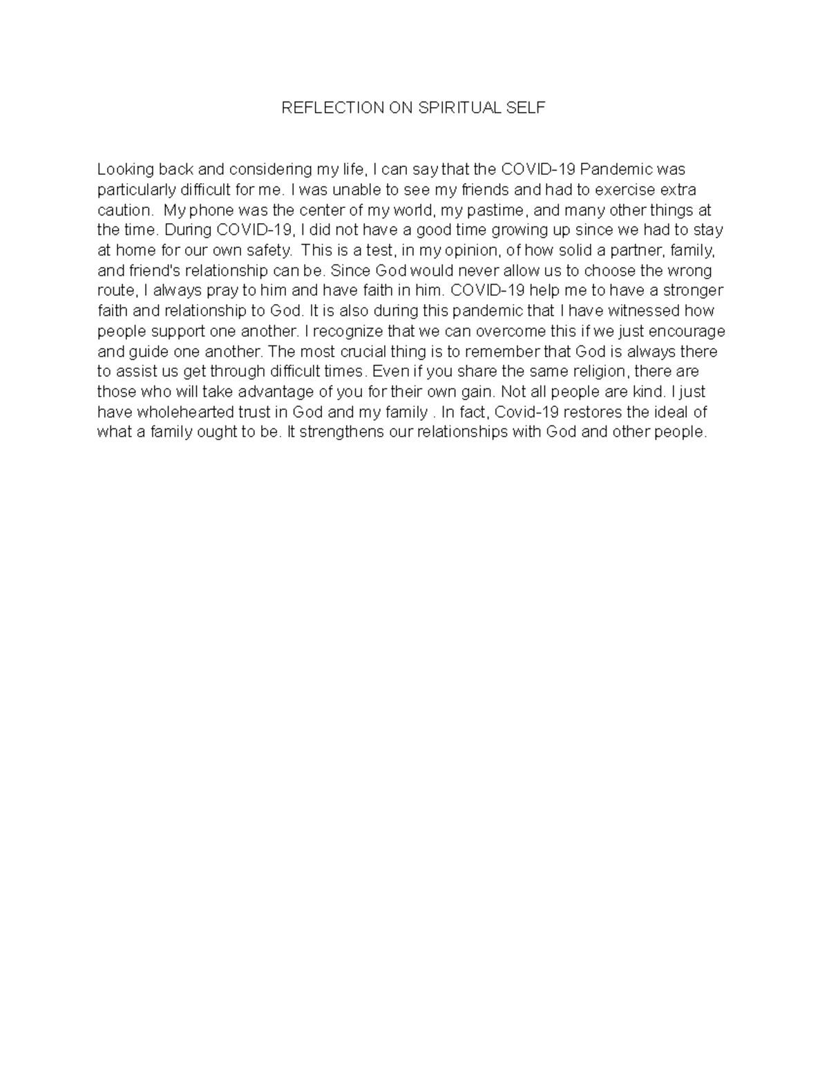 Unlock - . ....................... - REFLECTION ON SPIRITUAL SELF ...