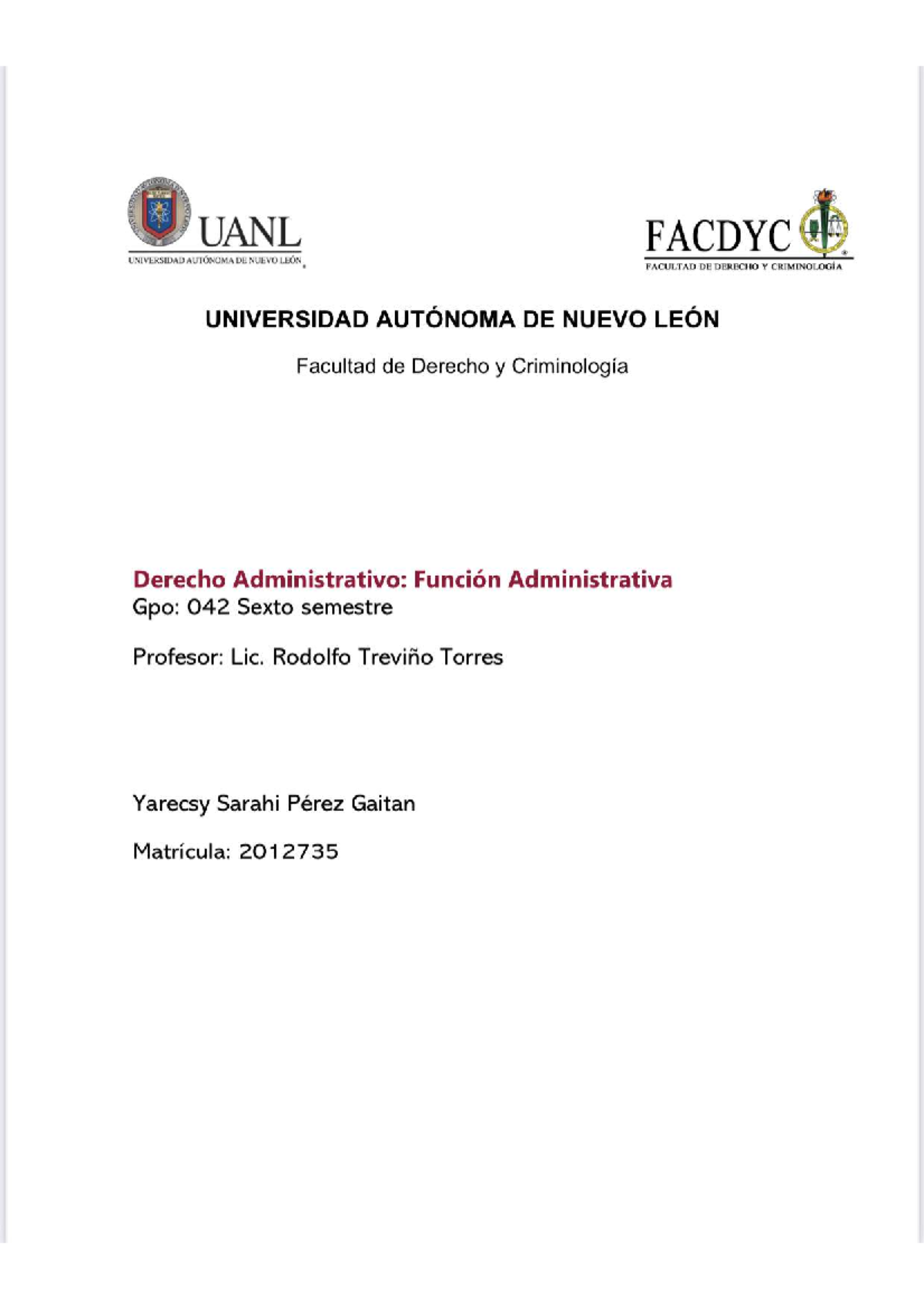 Portada Tarea Tono Uanl Facdyc Universidad Autónoma De Nuevoleón