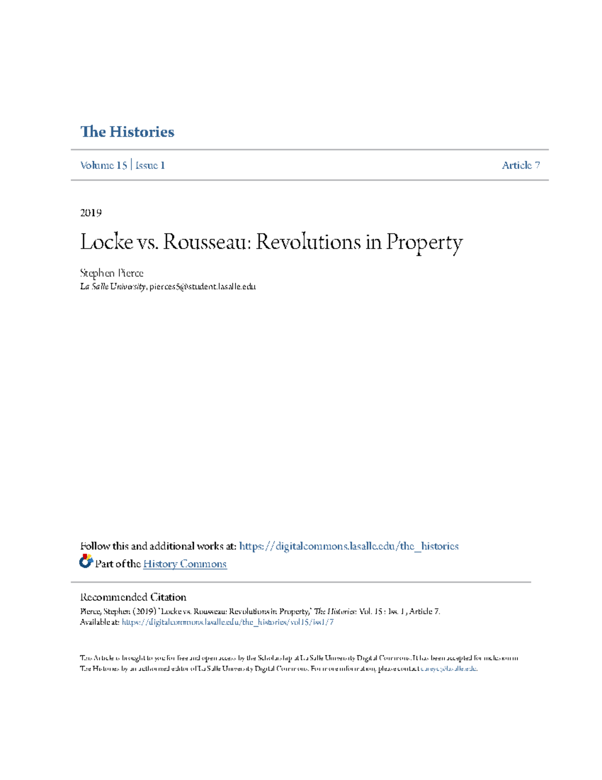 Locke vs. Rousseau Revolutions in Property - The Histories Volume 15 ...