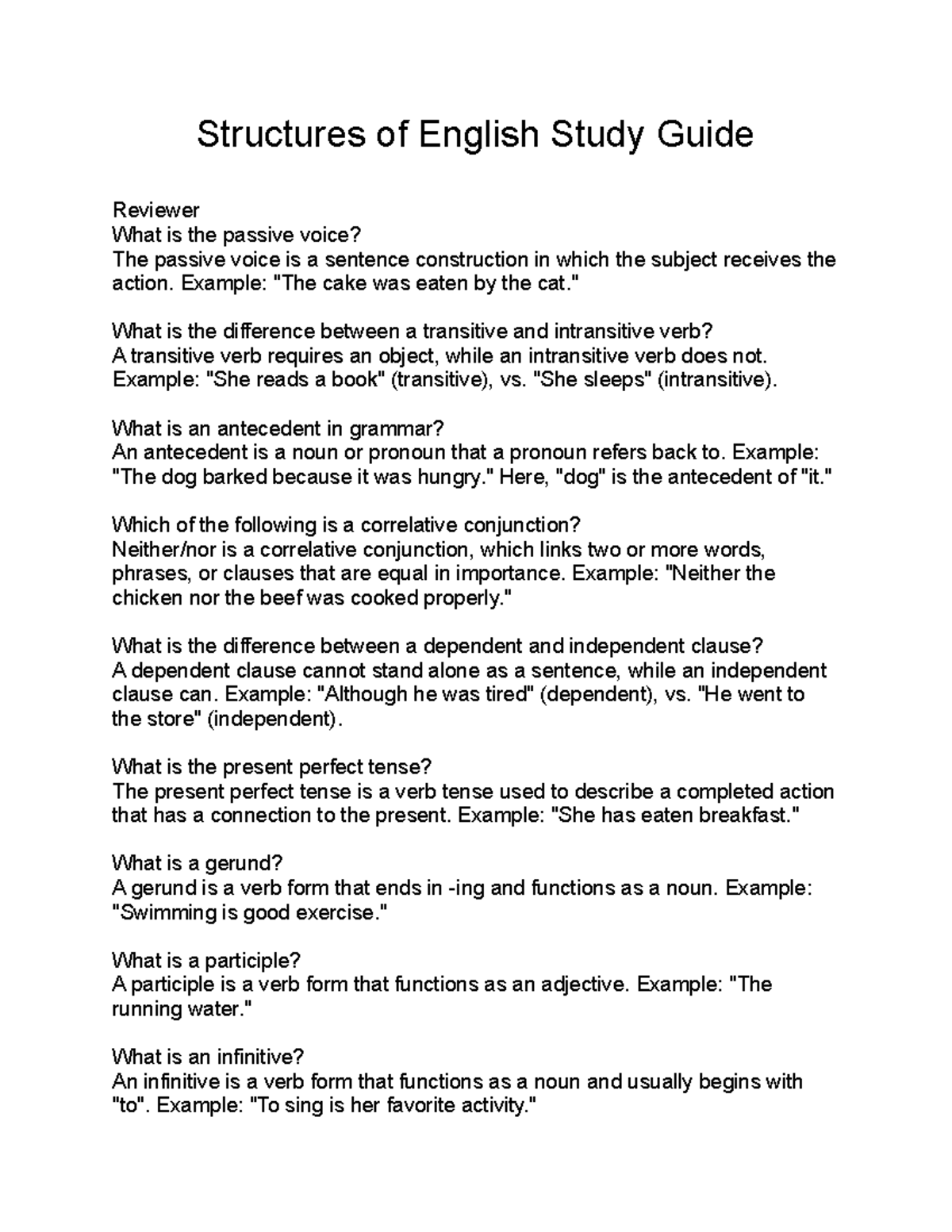 Structures of English Study Guide - Structures of English Study Guide ...