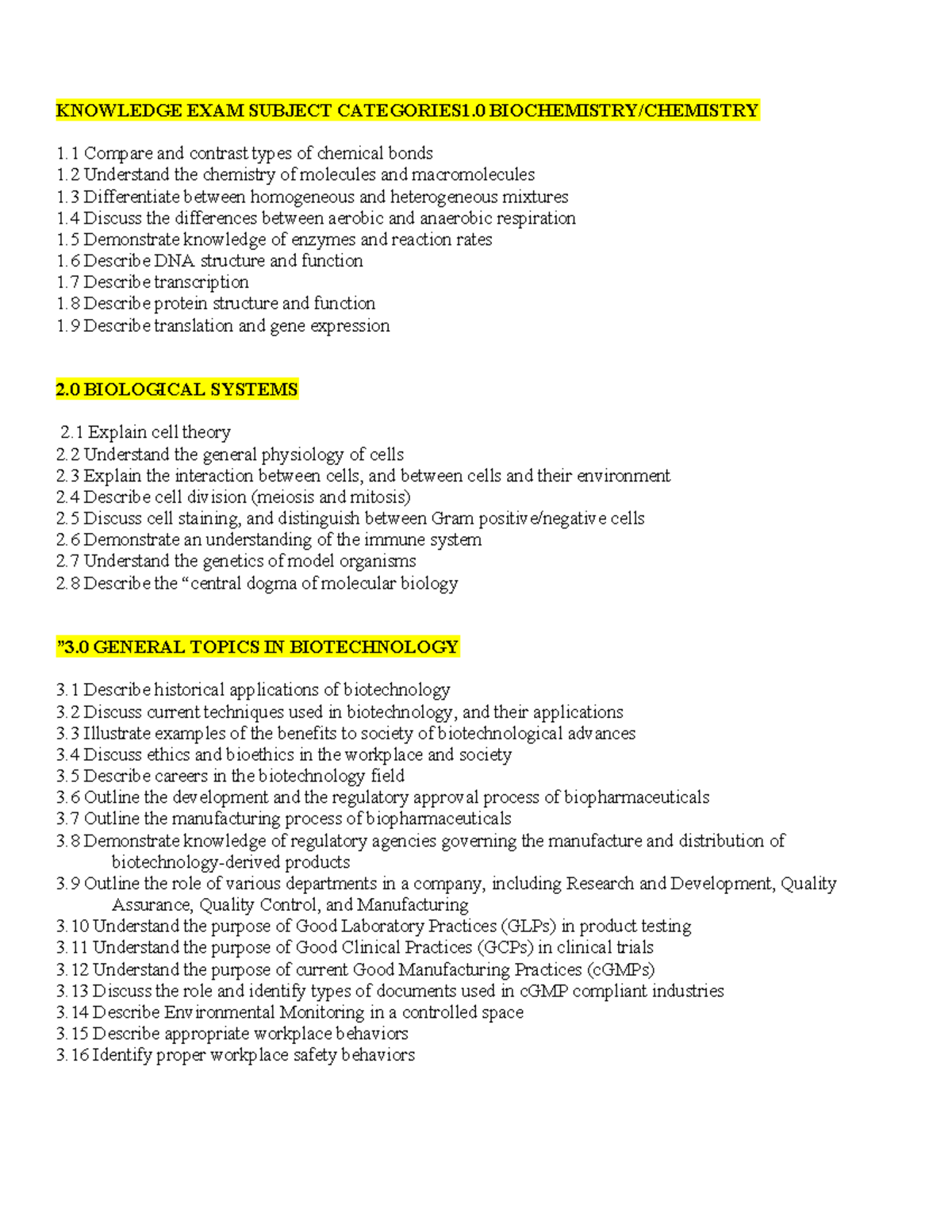 BACE+Categories - BACE Categories - KNOWLEDGE EXAM SUBJECT CATEGORIES1 ...
