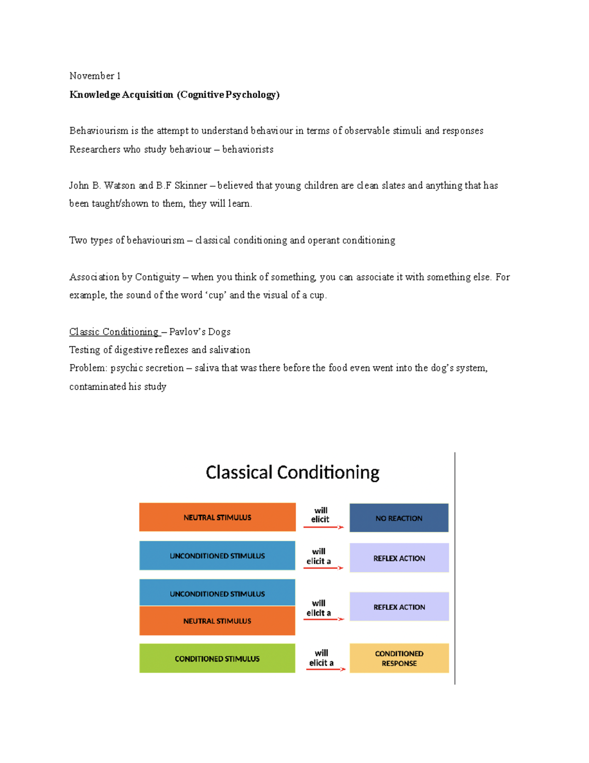 Psych 101 - cognitive - notes on knowledge acquisition - November 1 ...