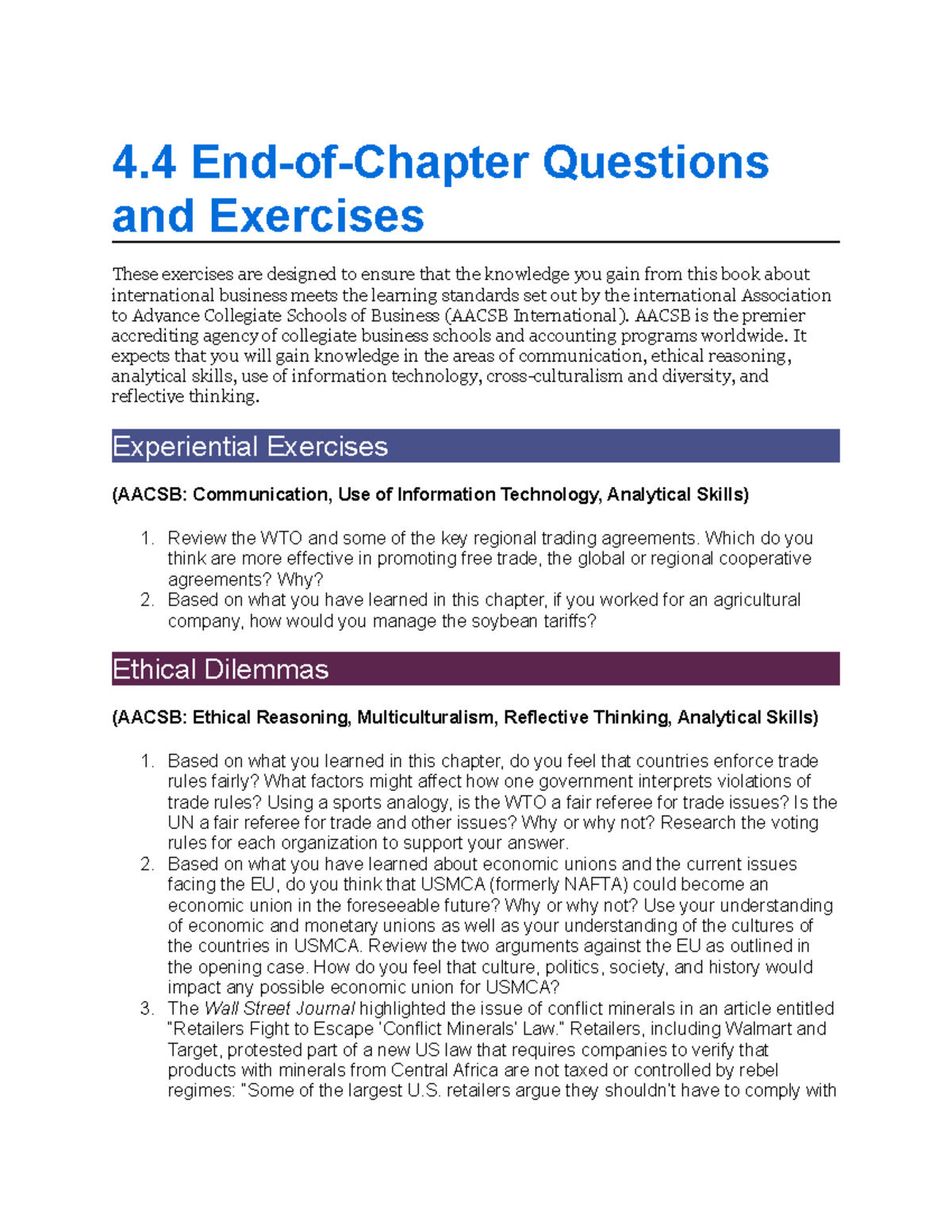 CH4 Conclusion - IB - 4 End-of-Chapter Questions and Exercises These ...