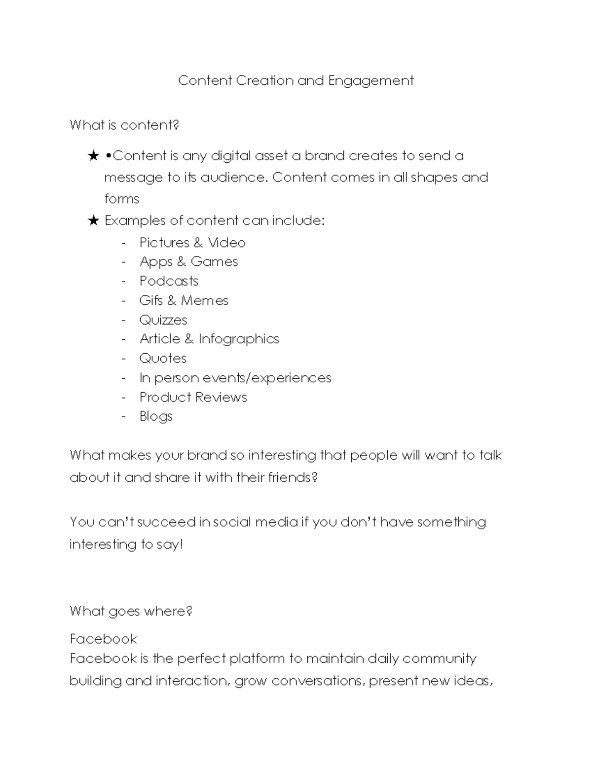 3.0 Content Creation and Engagement - Content Creation and Engagement ...