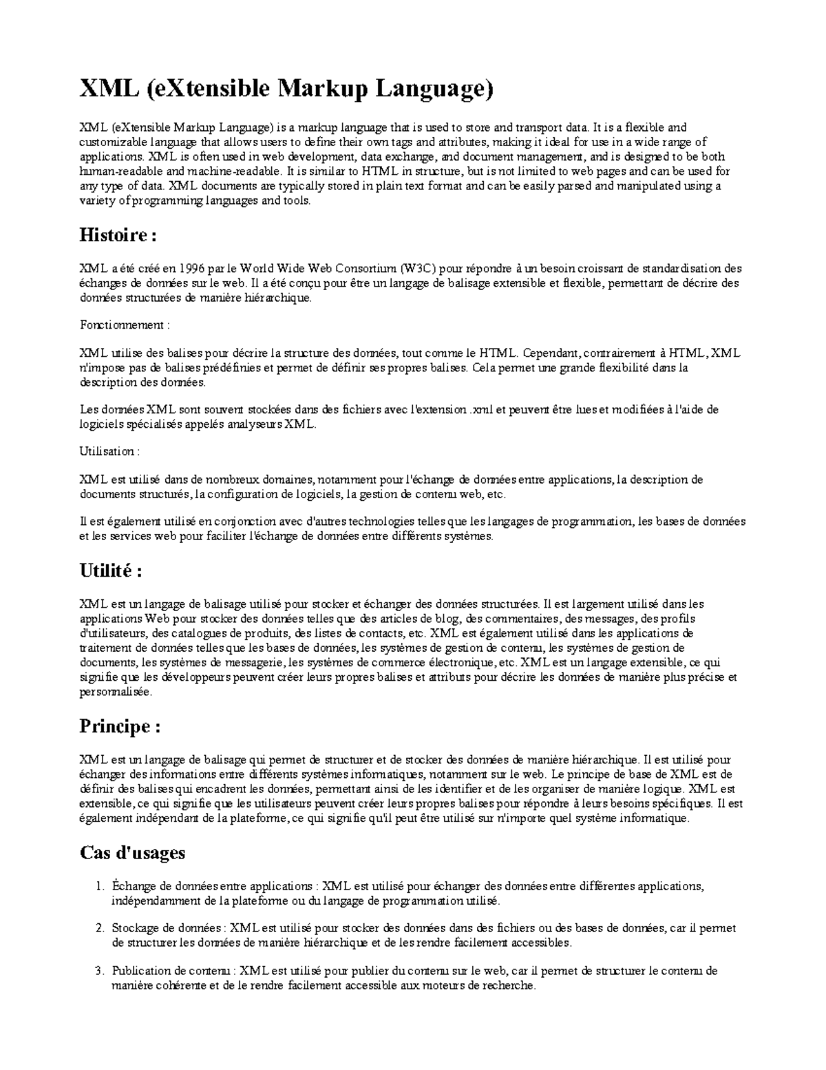 XML (e Xtensible Markup Language) - XML (eXtensible Markup Language ...