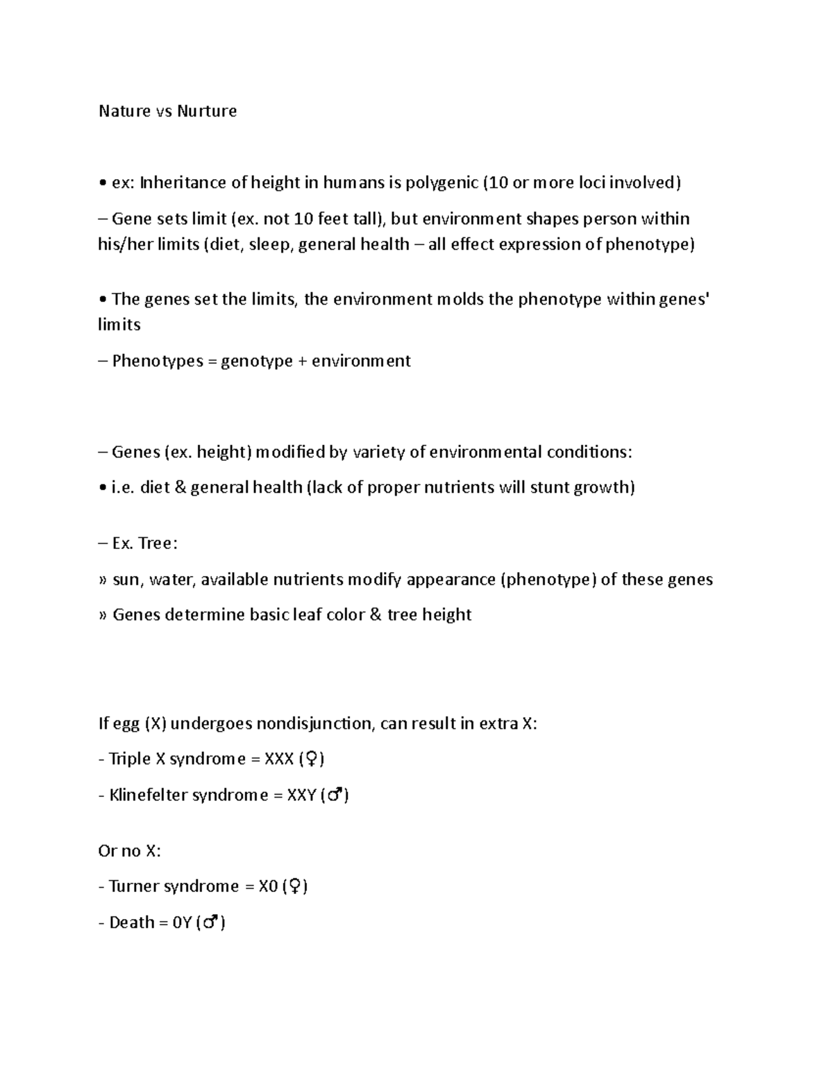 Z6 - Nature vs Nurture - Nature vs Nurture ex: Inheritance of height in ...
