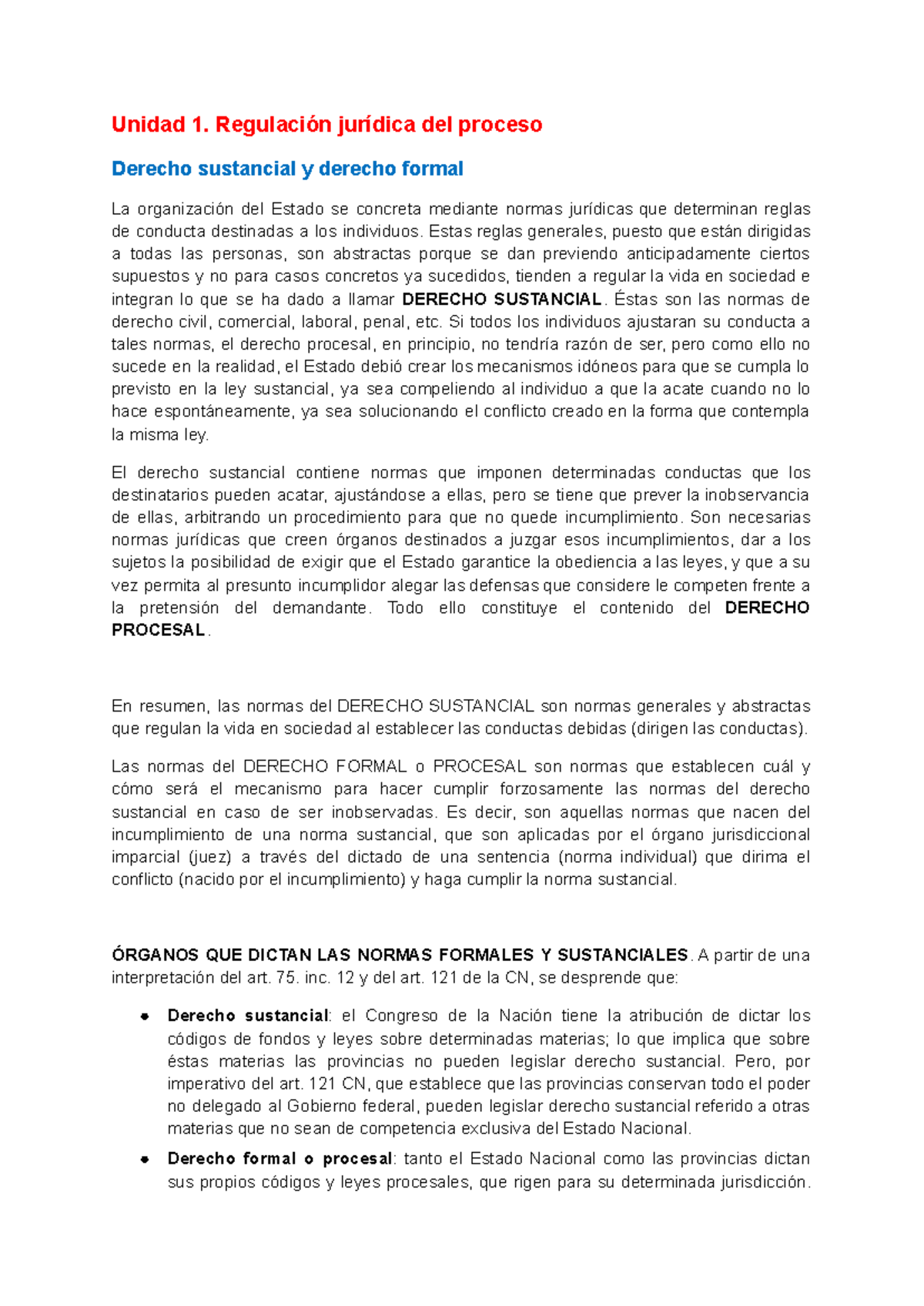 Resumen Teoría general del Proceso - Unidad 1. Regulación jurídica del ...