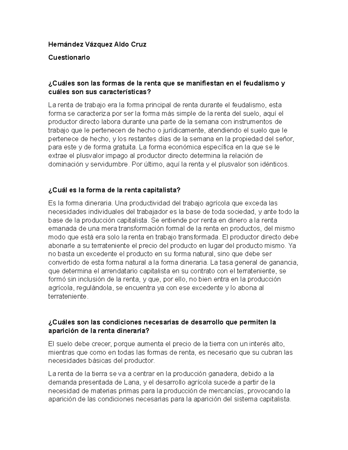 Cuestionario Genesis de la Renta - Hernández Vázquez Aldo Cruz ...