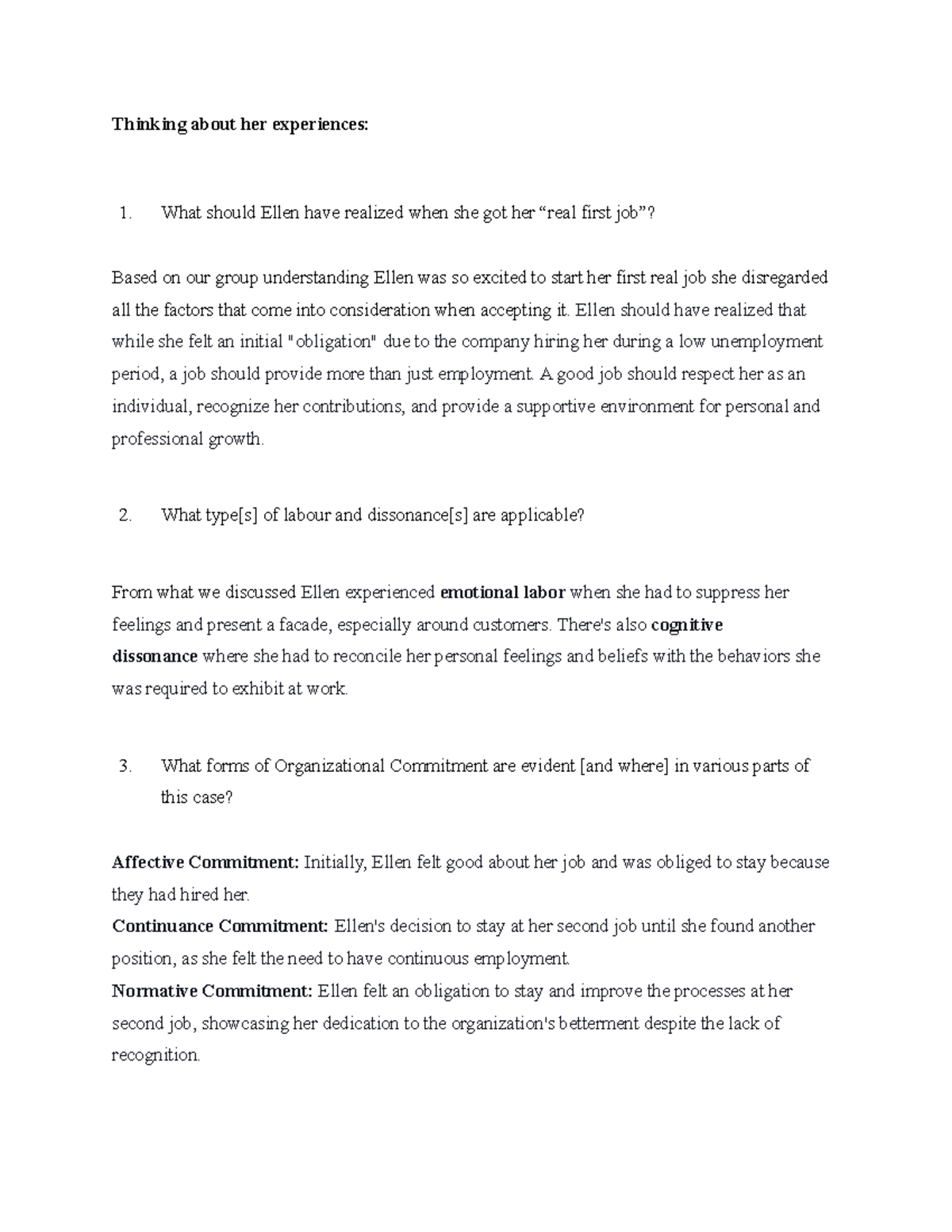 Hrpd 5 - Ellen Worksheet - Thinking about her experiences: 1. What ...