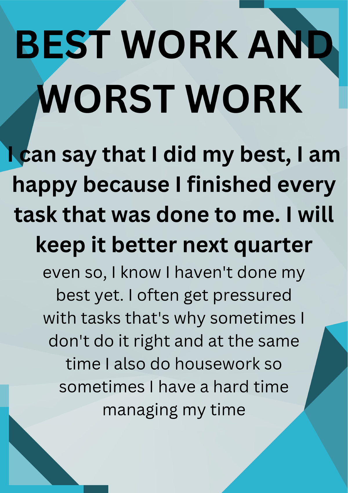 Blue Geometric Background Poster - BEST WORK AND WORST WORK I can say ...