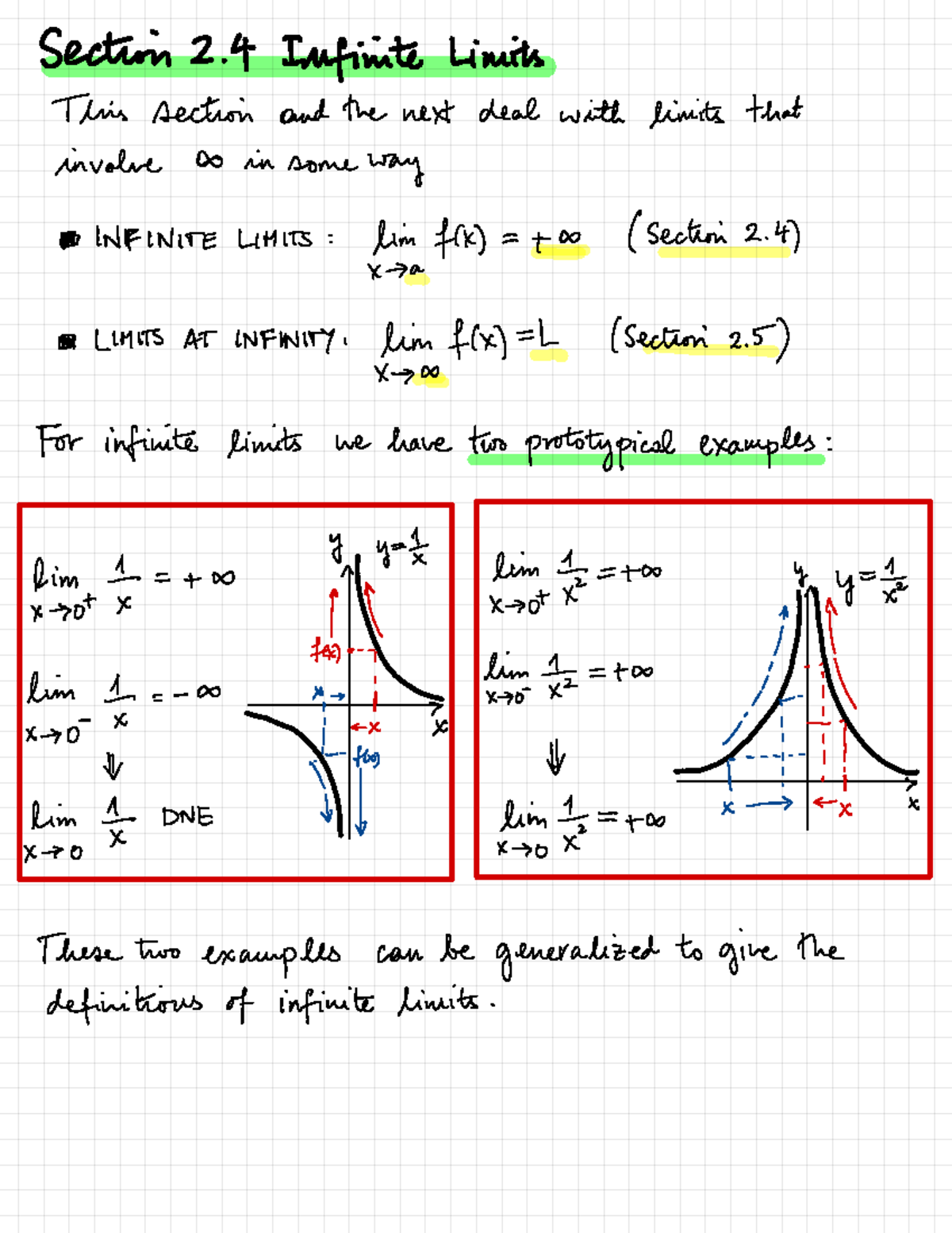 2.4 Infinite Limits - prof notes - Section 2. Infinite Limits This ...
