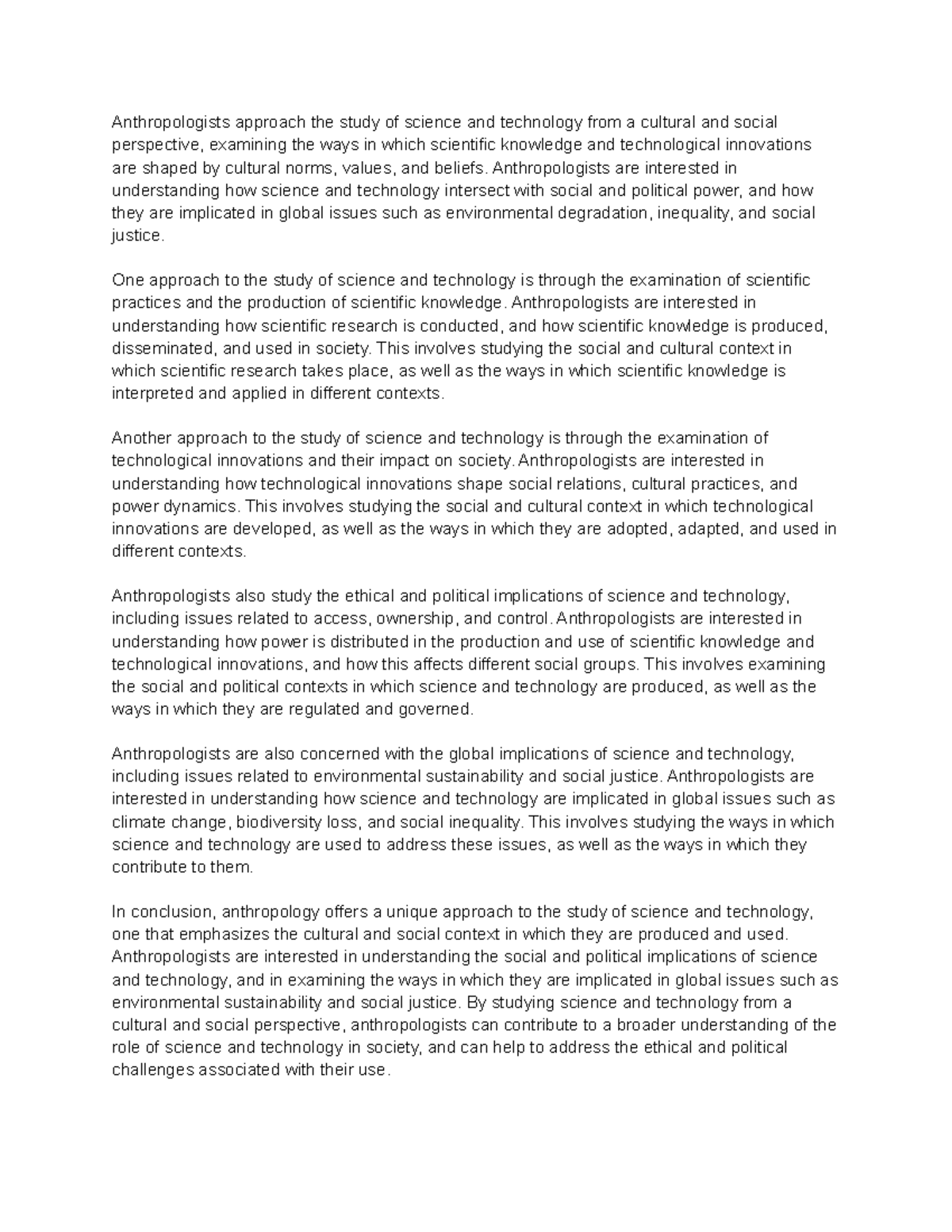 Anthropological approaches to the study of science and technology ...