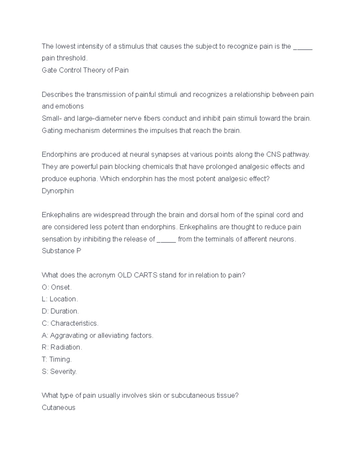 14 nurse notes - The lowest intensity of a stimulus that causes the ...