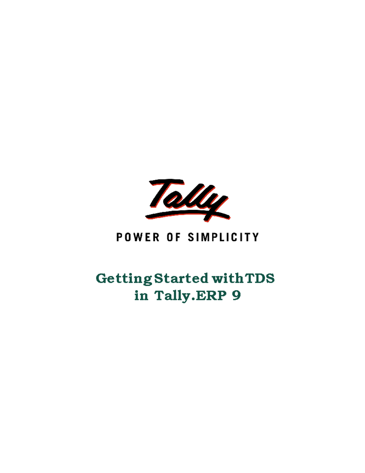 Getting Started with TDS in Tally - Getting Started withTDS in Tally 9 ...