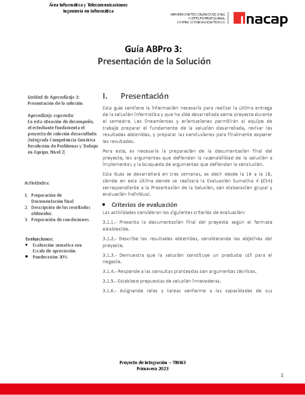 TIHI63 U3 ES4 Guia ABPro - Guía ABPro 3: Presentación de la Solución ...