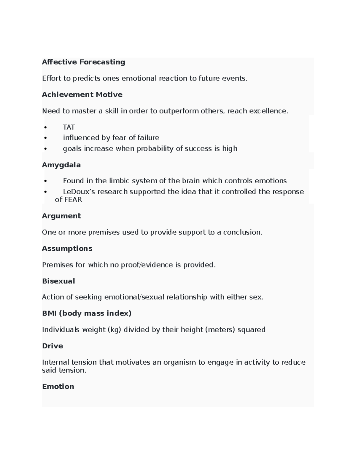 Flash card chapter 10 - Affective Forecasting Effort to predicts ones ...