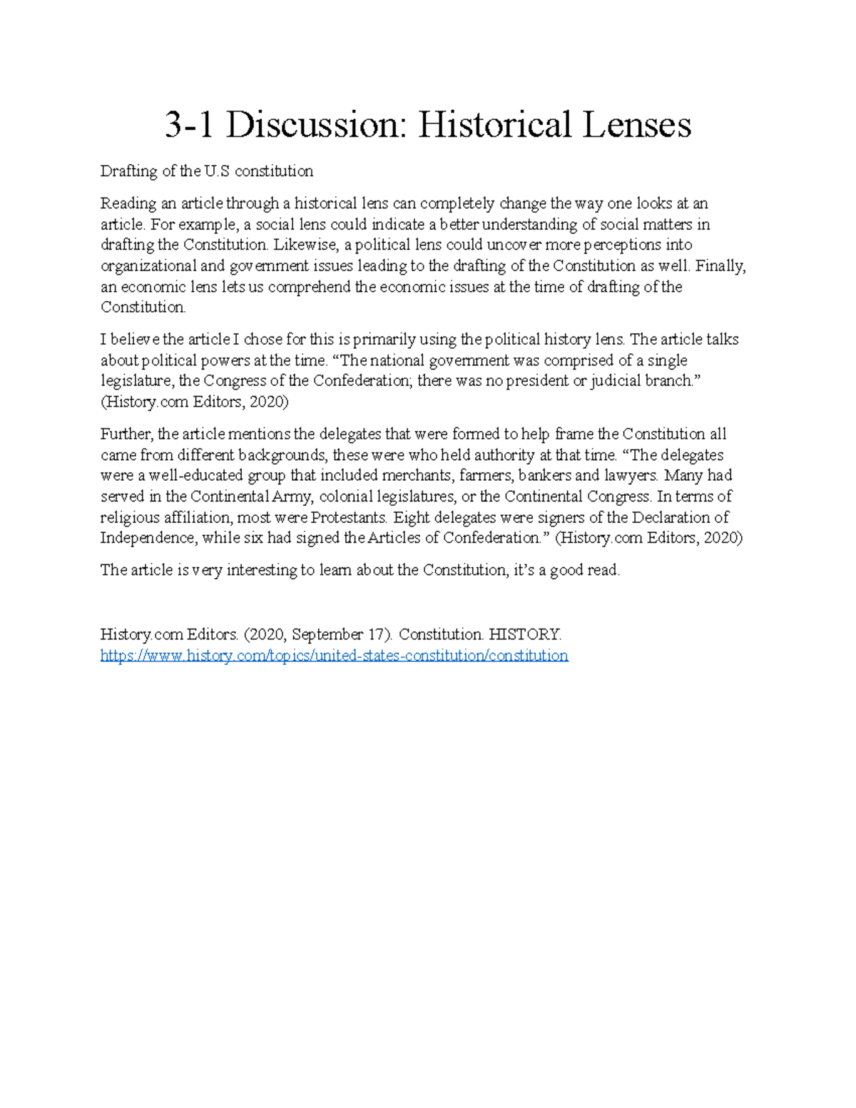 3-1 Discussion Historical Lenses - 3-1 Discussion: Historical Lenses ...