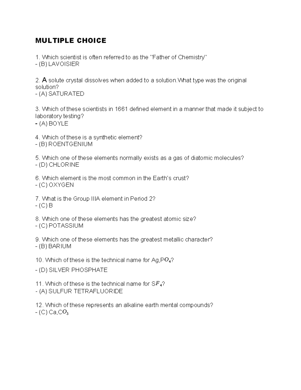 Multiple- Choice - MULTIPLE CHOICE Which scientist is often referred to ...