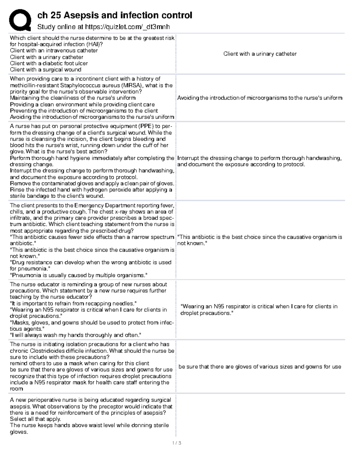 Ch 25 Asepsis and infection control - ch 25 Asepsis and infection ...
