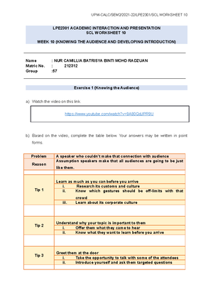 LPE2301 Worksheet 7 (Group Discussion Practice) - LPE2301 ACADEMIC ...