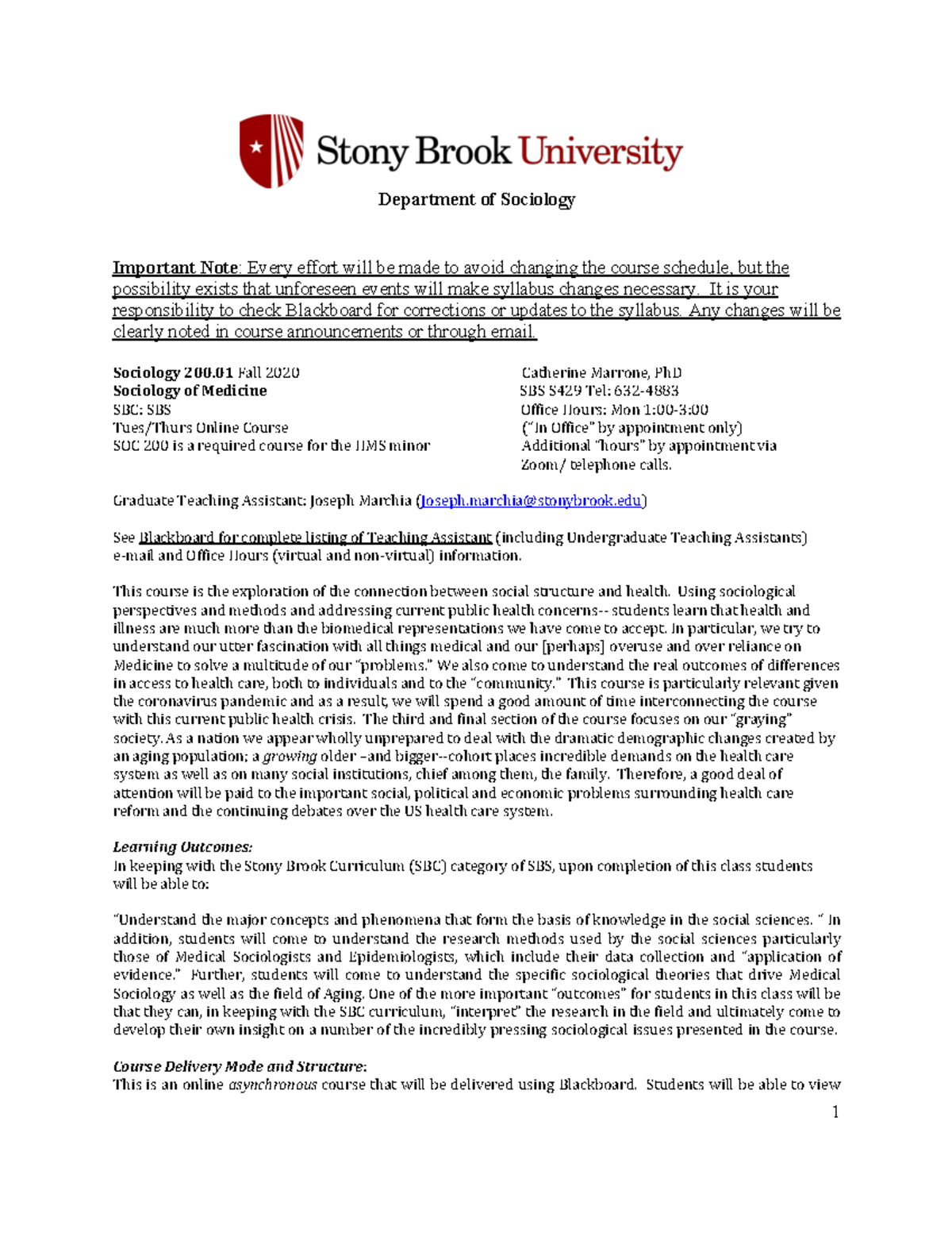 Soc 200 syllabus - Warning: TT: undefined function: 32 Department of Sociology Important Note ...