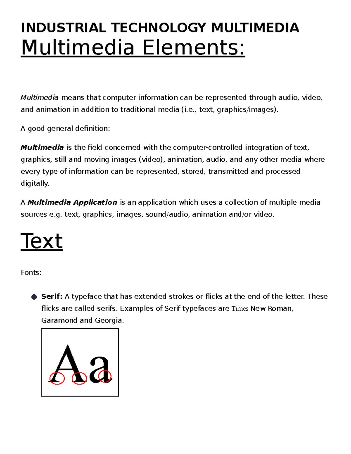 ITM Multimedia Elements workbook - INDUSTRIAL TECHNOLOGY MULTIMEDIA ...