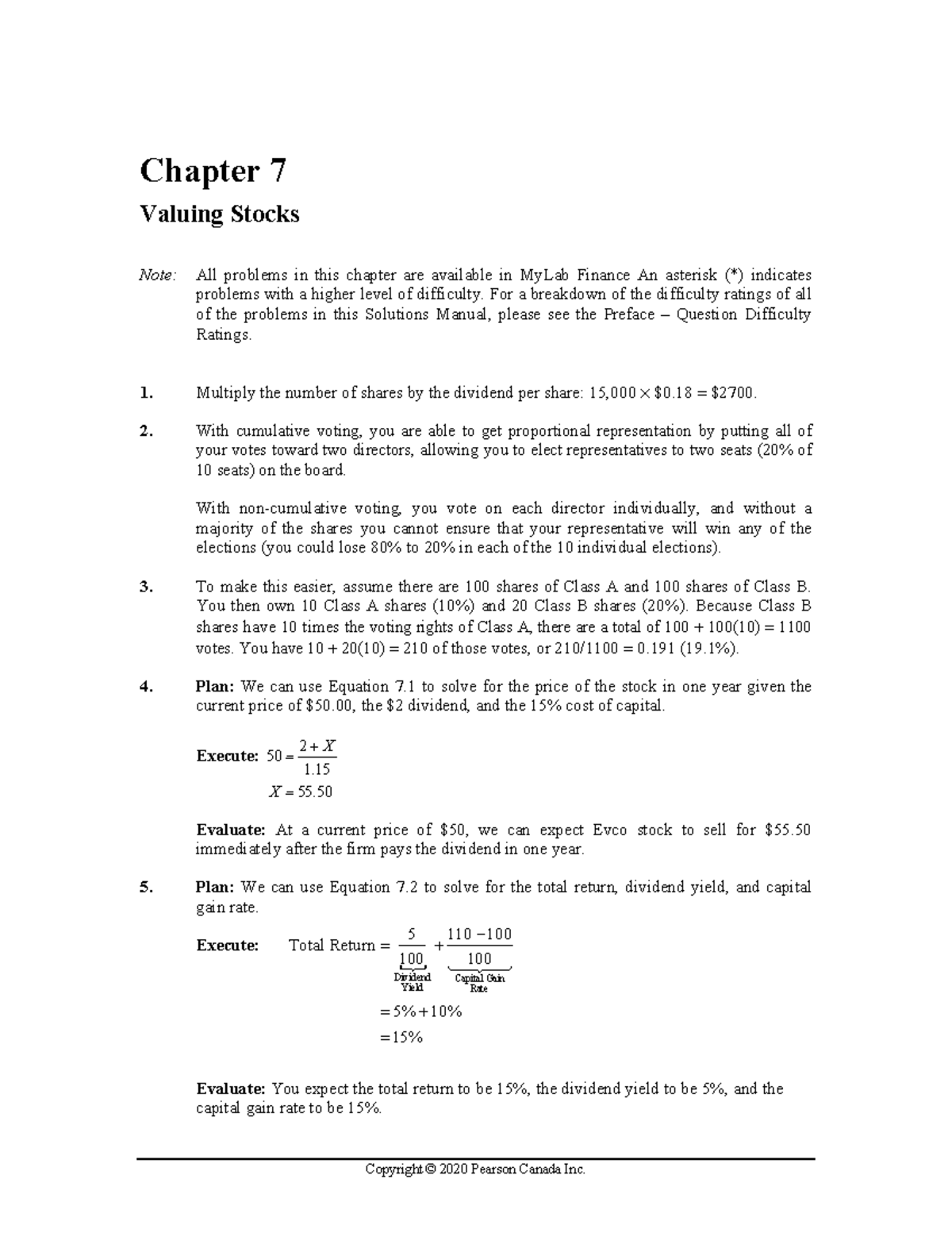 Solutions to end-of-chapter questions: Chapter 7 - Chapter 7 Valuing ...