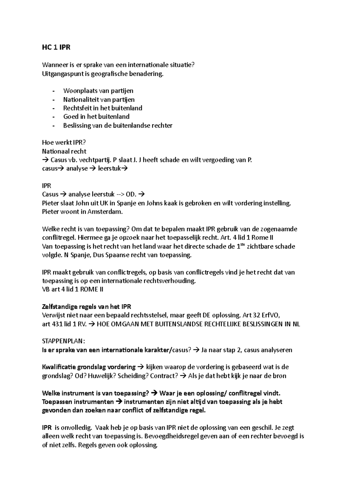 HC 1 IPR Volledig uitgeschreven (2020) - HC 1 IPR Wanneer is er sprake ...