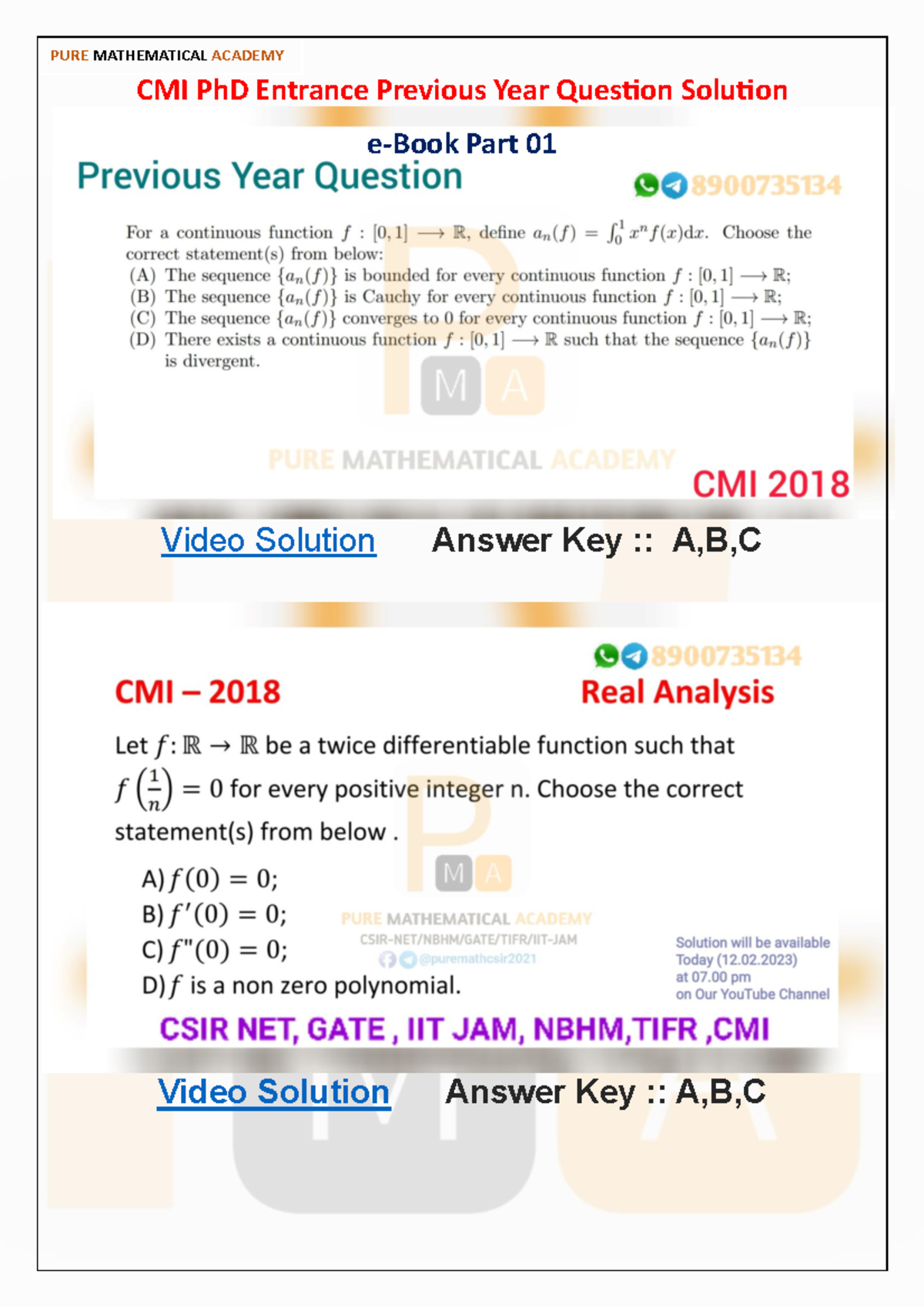 CMI PYQ Solution Part 01 - Computer science - Video Solution Answer Key :: A,B,C Video Solution ...