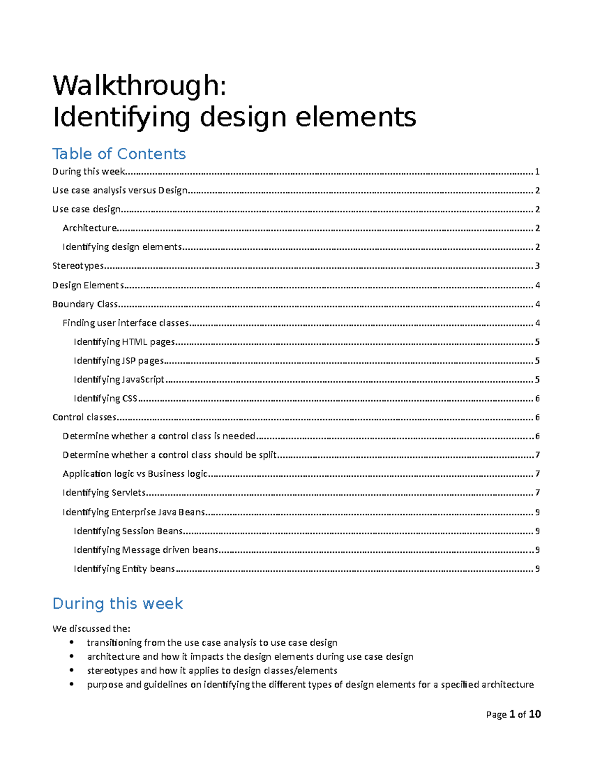 Walkthrough - Identify Design Elements - Walkthrough: Identifying ...