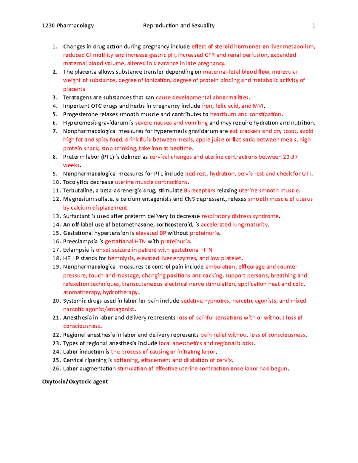 Pharm Reproduction - case study - Changes in drug action during ...