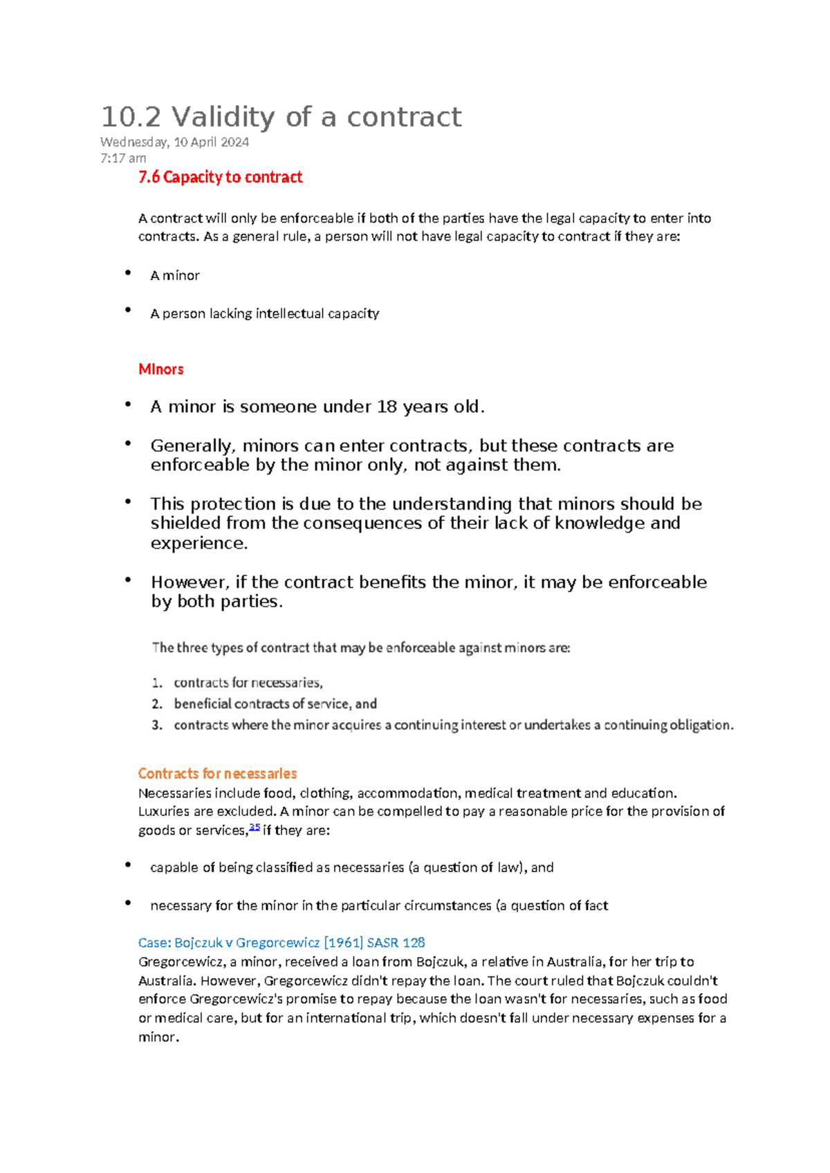 Law page 16 - tutorial notes - 10 Validity of a contract Wednesday, 10 ...