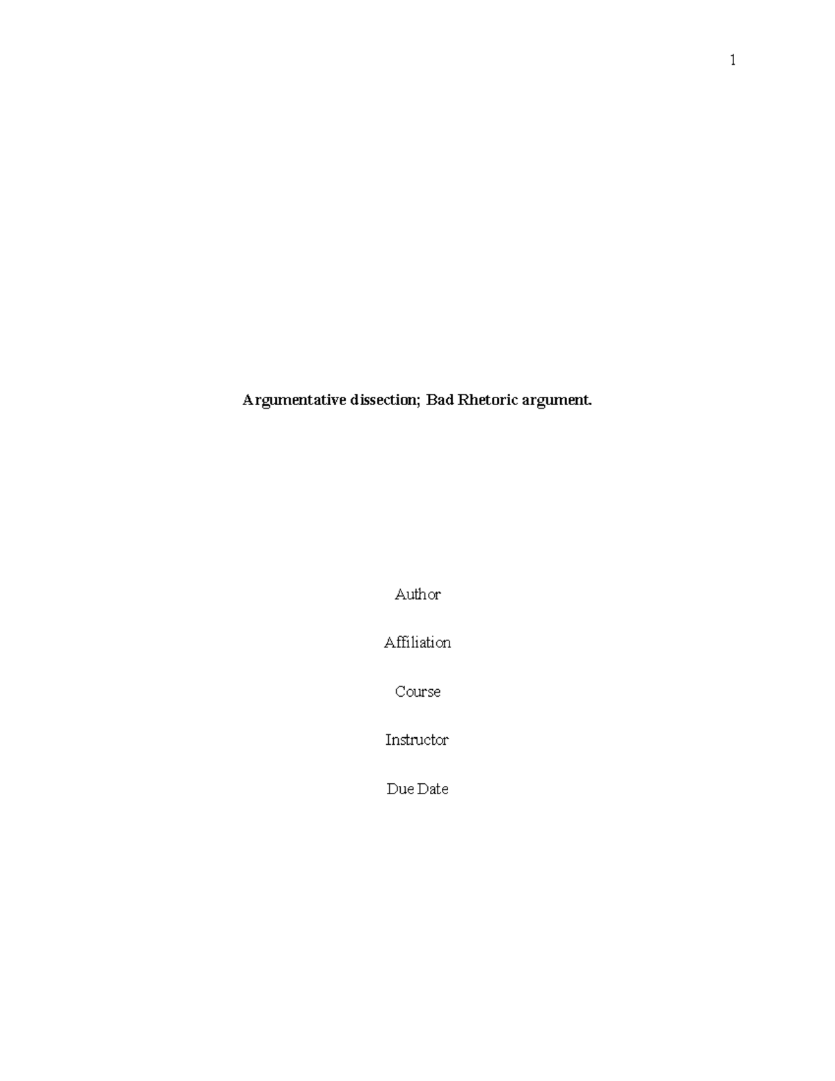 Bad rhetoric - poem - Argumentative dissection; Bad Rhetoric argument ...