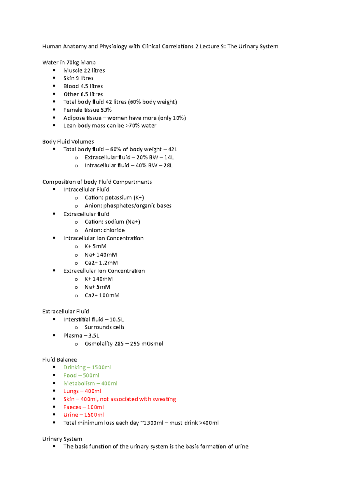 Urinary System and Fluid Balance in Human Anatomy and Physiology - Studocu
