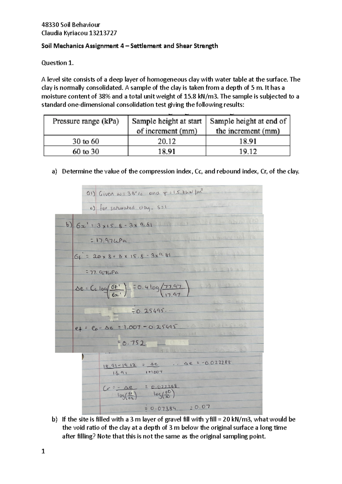 Soil Mechanics Assignment 4 - 048330 - Studocu