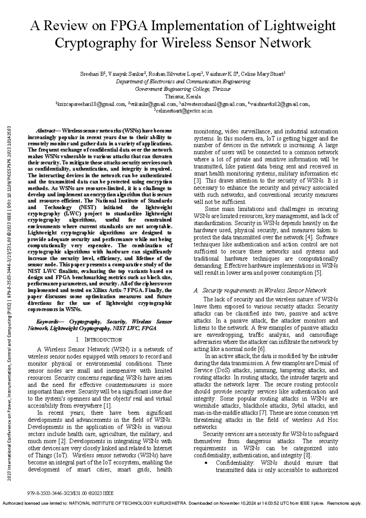 A Review On Fpga Implementation Of Lightweight Cryptography For