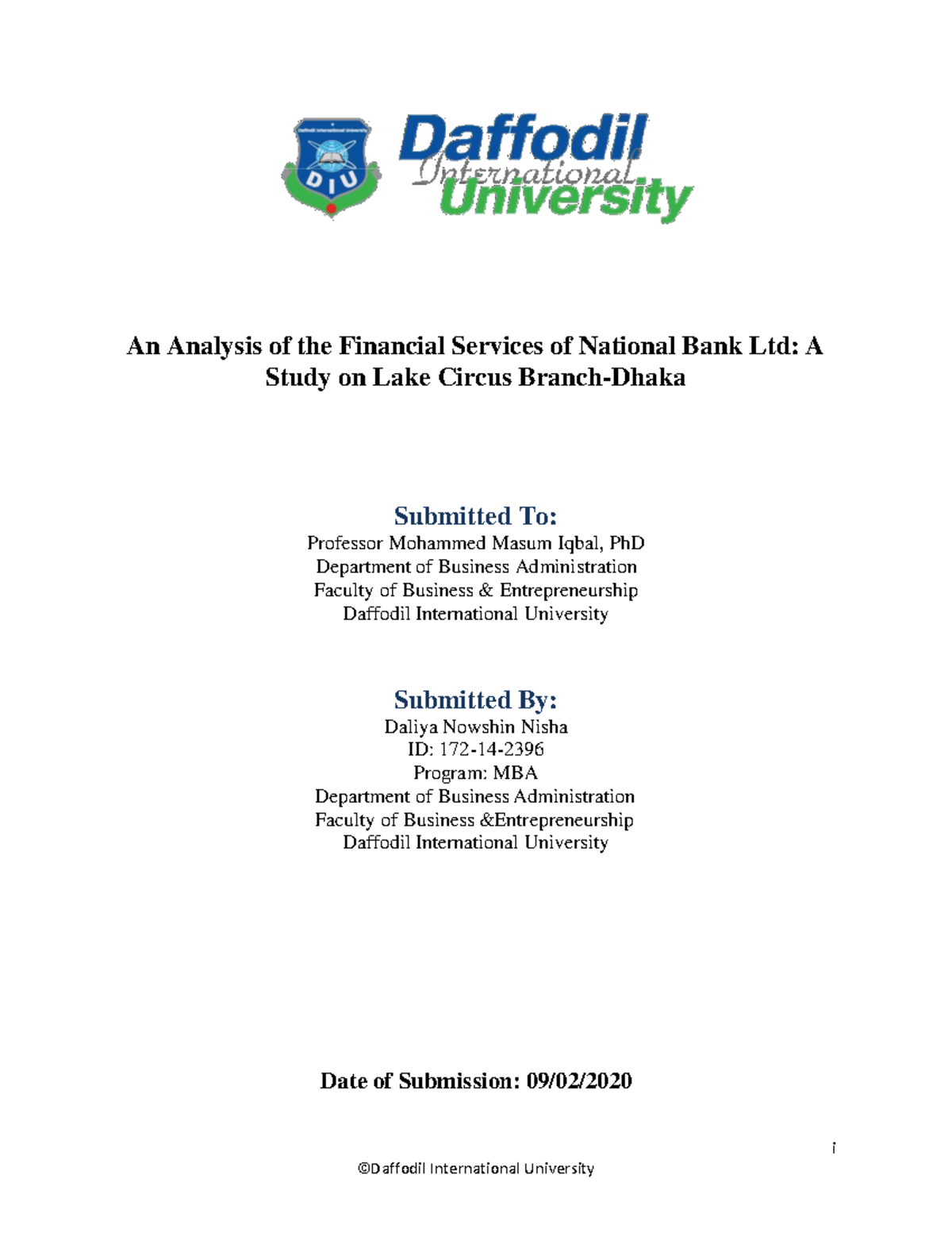 National Bank - ddd - i An Analysis of the Financial Services of ...