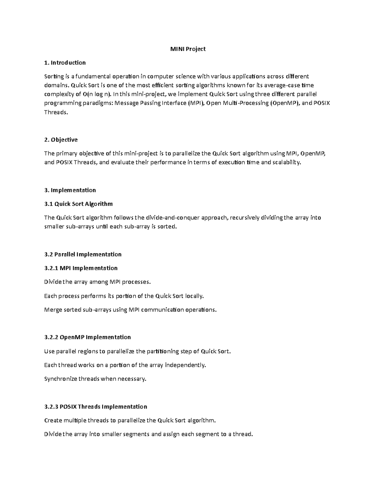MINI Project(hpc) - MINI Project Introduction Sorting is a fundamental ...