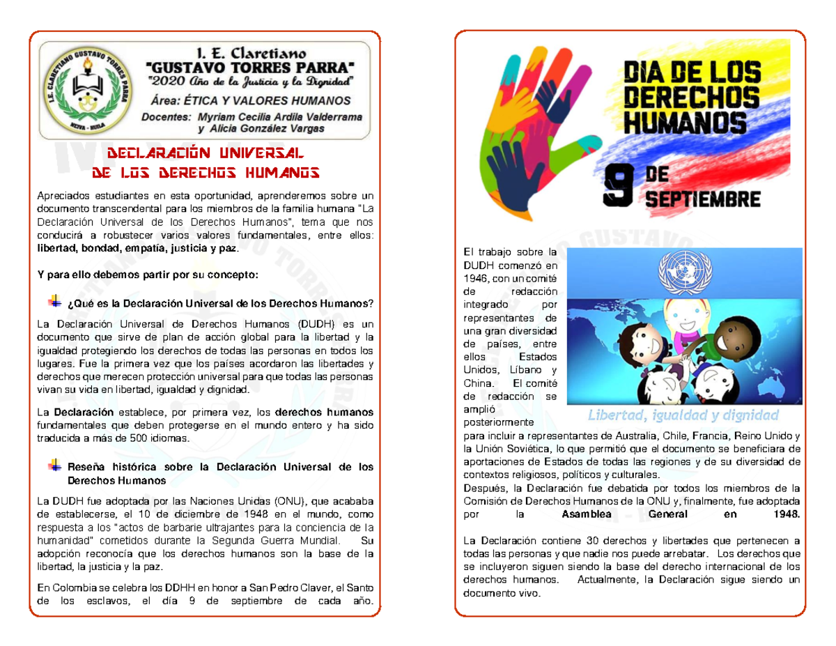 6º-ETI-P3-4 Guía -La Declaración Universal de los DDHH - DECLARACIÓN ...