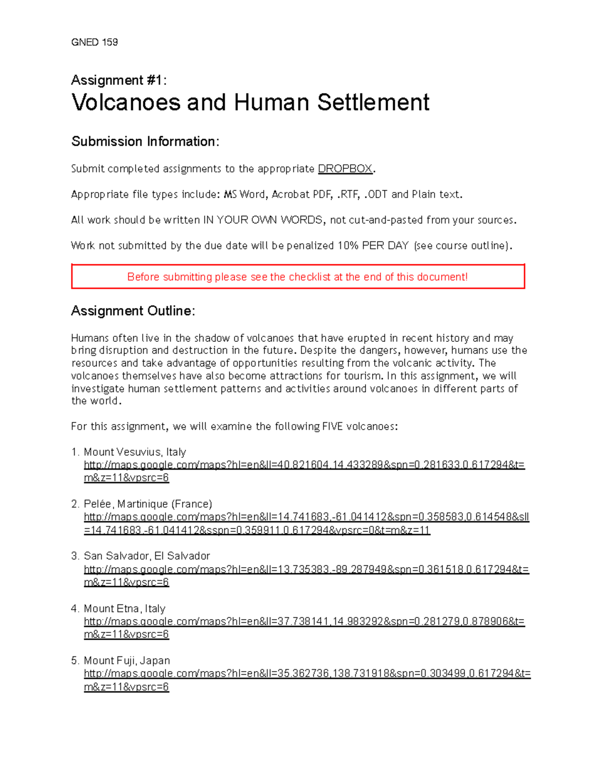 GNED 159 - Assignment One - Assignment #1: Volcanoes and Human ...