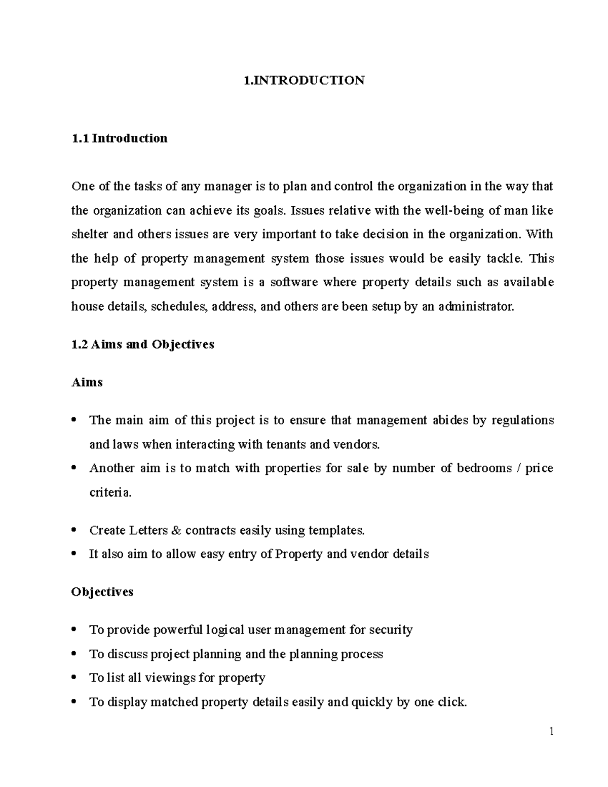 Property Management System - 1 1 Introduction One of the tasks of any ...