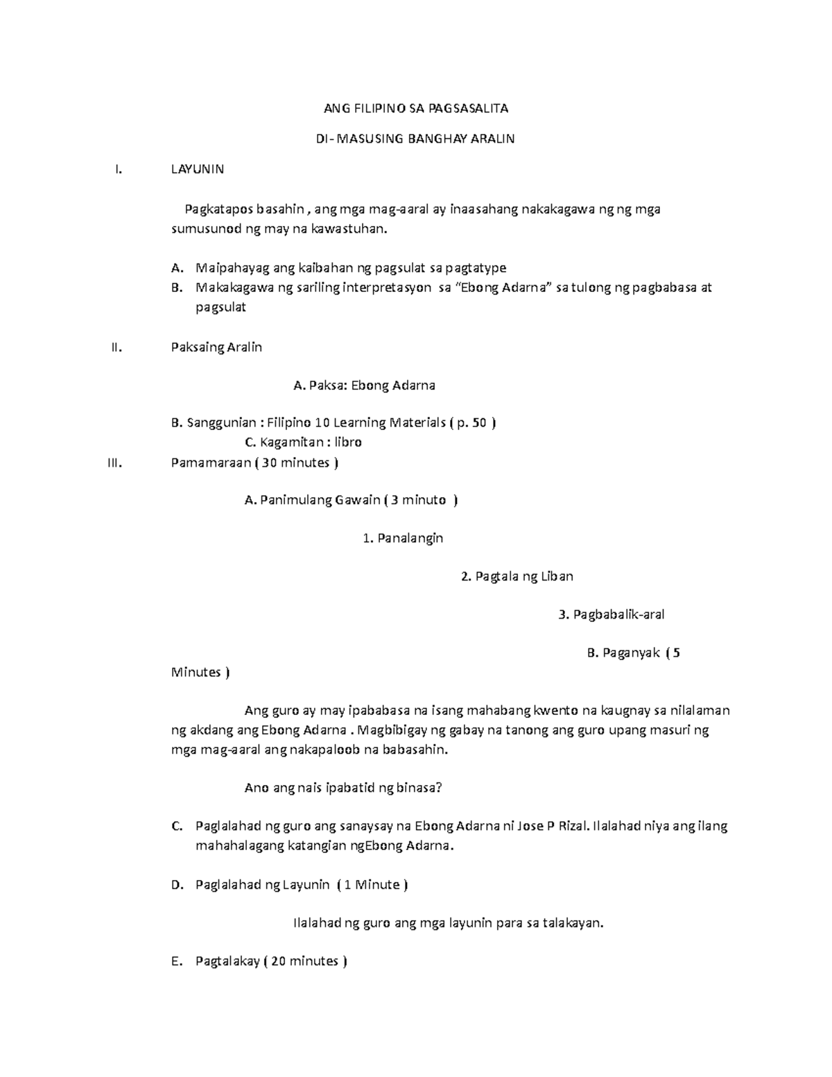 ANG Filipino SA Pagsasalita - ANG FILIPINO SA PAGSASALITA DI- MASUSING ...