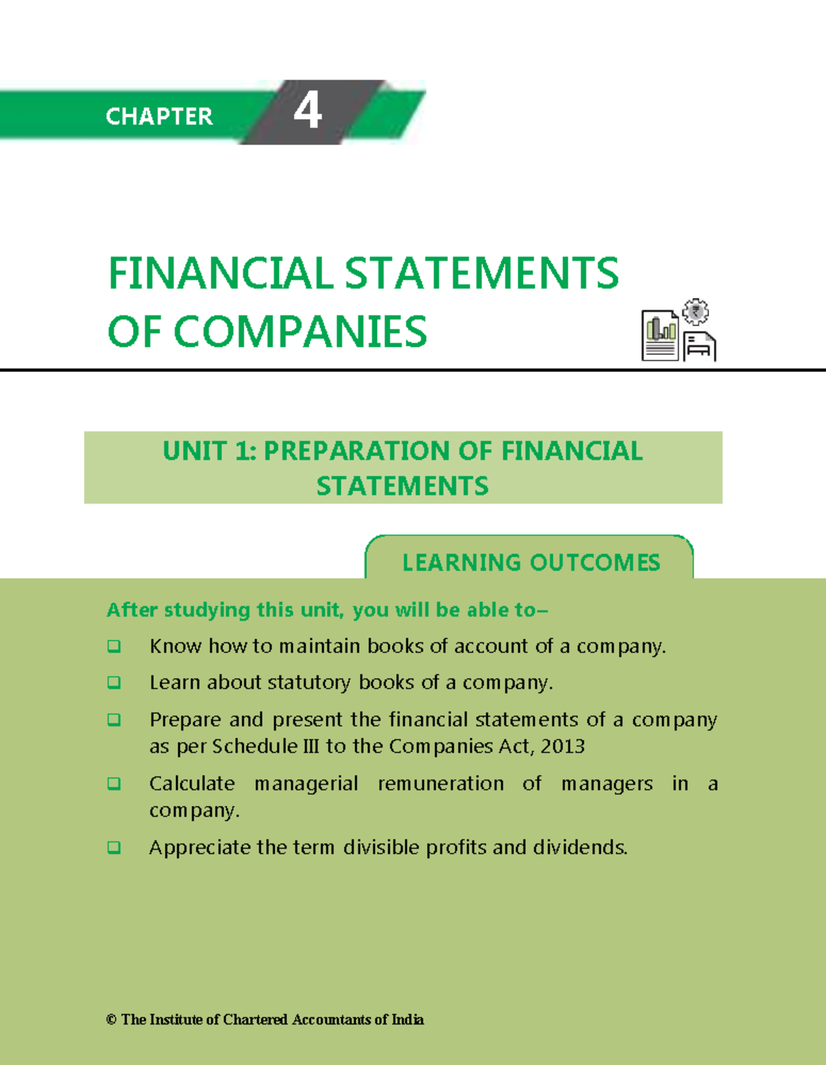 Sch iii practicals icai - ####### LEARNING OUTCOMES **71 *** FINANCIAL ...