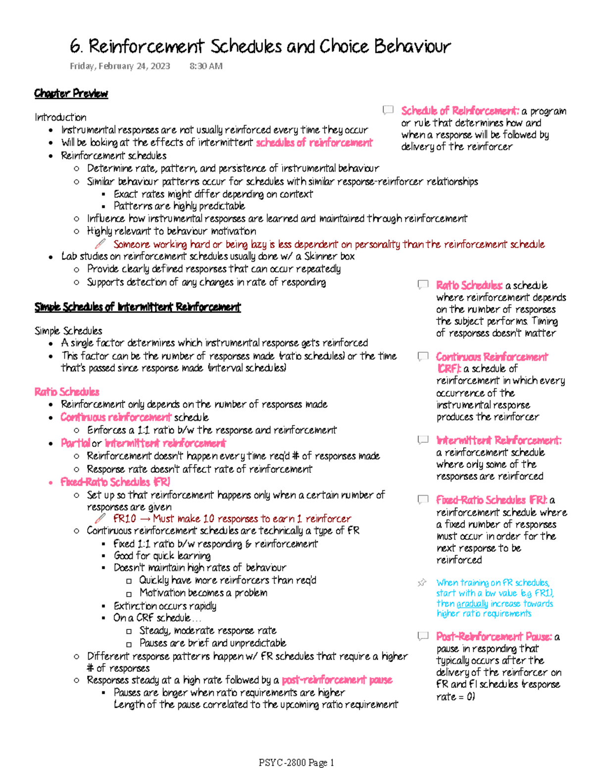 Chapter 6 - Reinforcement Schedules and Choice Behaviour - Chapter ...