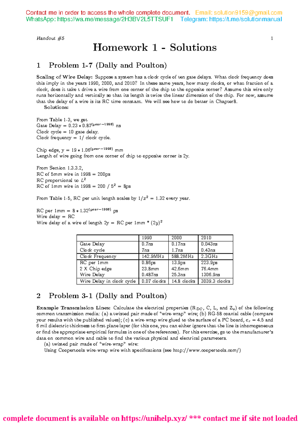 Solution Manual Digital Systems Engineering by Dally & Poulton ...