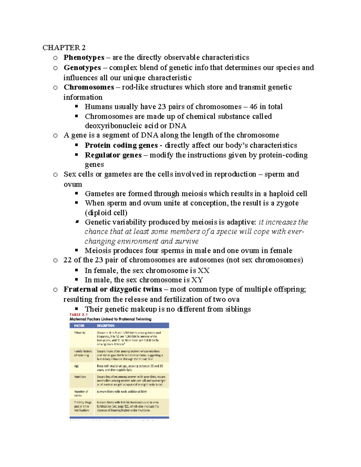 Chapter 2 - Textbook summary - CHAPTER 2 o Phenotypes – are the ...